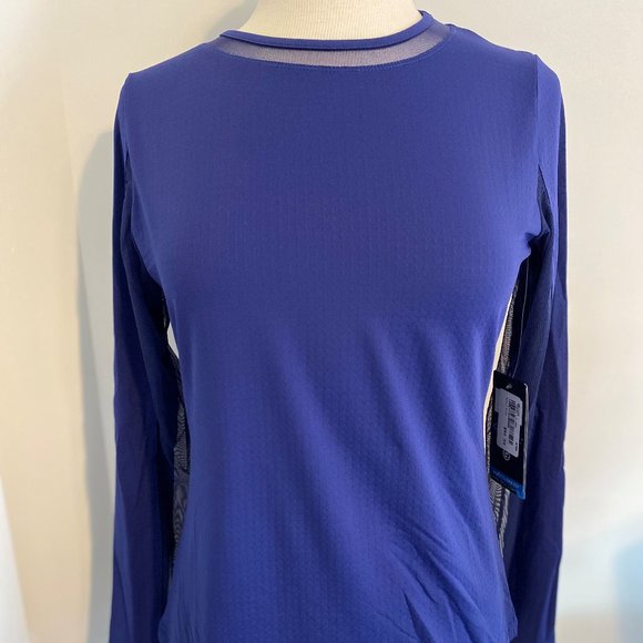 IBKUL | Tops | Ibkul Navy Blue Long Sleeve Crew Neck With Mesh | Poshmark